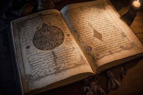 A Grimoire Filled With Spells And Incantations Handwritten In An