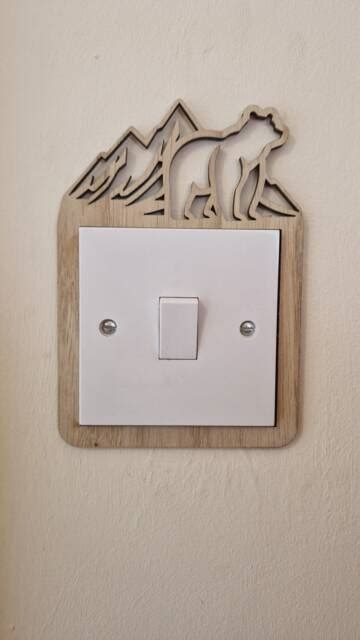 Adventure Bear Oak Light Switch Surround Mountain Nursery Decor By
