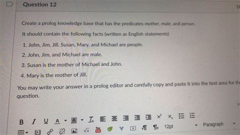 Solved Question 12 10 Create A Prolog Knowledge Base That