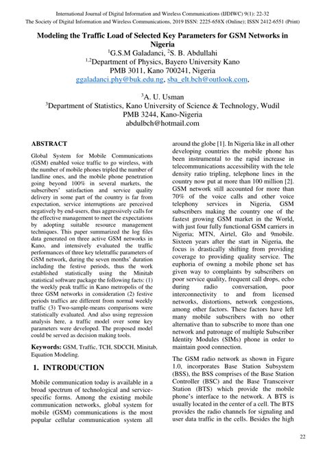 Pdf Modeling The Traffic Load Of Selected Key Parameters For Gsm Networks In Nigeria