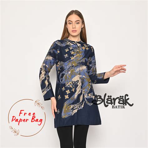 Jual Blarak Tunik Nirwasita Biru Kancing 2 Shopee Indonesia
