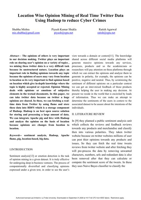 Pdf Location Wise Opinion Mining Of Real Time Twitter Data Using