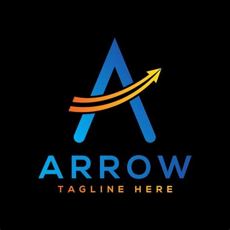 иллюстратор векторного дизайна логотипа с буквой и стрелкой Премиум вектор