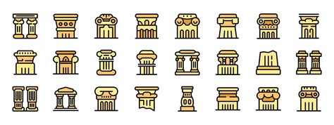 Column Icons Showing Supporting Pillars Architectural Structure And