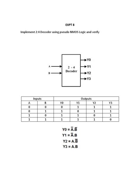 Implement 2 4 Decoder Using Pseudo Nmos Logic And Verify Expt 8 Pdf