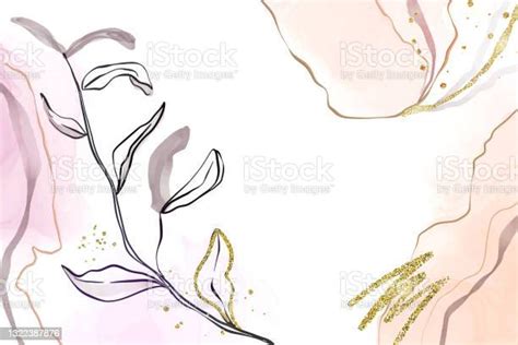 분기및 금호 원소가 있는 추상먼지 핑크와 블러시 액상 수채화 배경 황금 얼룩파스텔 알코올 잉크 그리기 효과 식물 우아한 벽지의 벡터 그림 부티크에 대한 스톡 벡터 아트 및