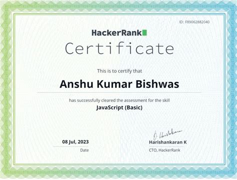 anshu kumar bishwas on linkedin javascript hackerrank hackerrankcertification