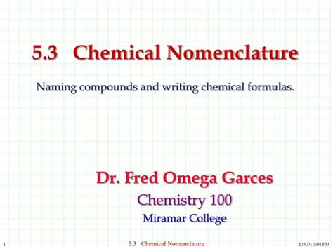 PPT 5 3 Chemical Nomenclature Naming Compounds And Writing Chemical Formulas PowerPoint