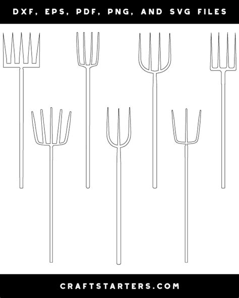 Pitchfork Outline Patterns Dfx Eps Pdf Png And Svg Cut Files