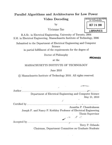 Pdf Parallel Algorithms And Architectures For Low Power Video Decoding