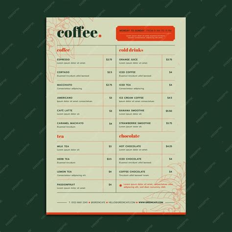 Premium Vector Coffee Shop Menu Template Design