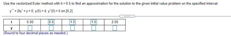 Solved Use The Vectorized Euler Method With H 05 To Find