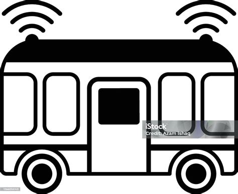 로보 승객 이동 버스 개념 도시 와이파이 트램 벡터 아이콘 디자인 미래 교통 기호 무인 그린 교통 혁신 표지판 자율 항공 차량