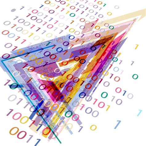 White Background With Binary Code And Geometric Shapes Of Different