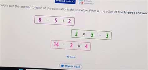 Solved Caculator Bookwork Code 2c Not Allowed Work Out The Answer To