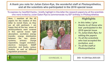 Photosynthetica A Thank You Note For Julian Eaton Rye The Wonderful