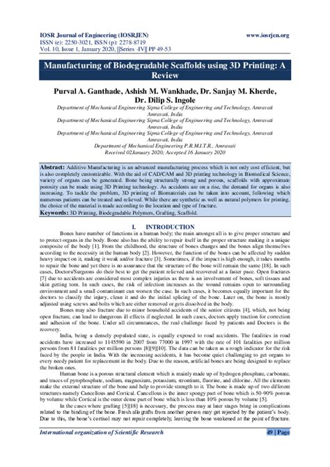 Pdf Manufacturing Of Biodegradable Scaffolds Using 3d Printing A Review
