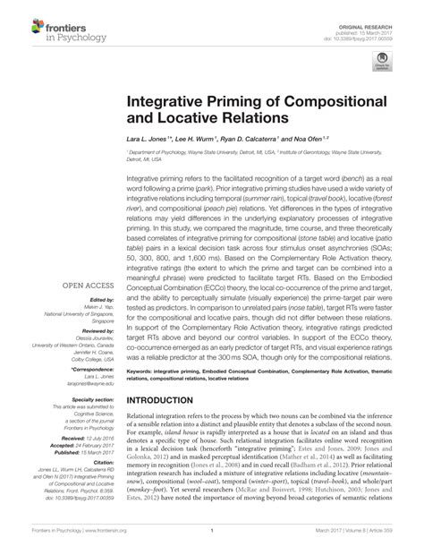 Pdf Integrative Priming Of Compositional And Locative Relations