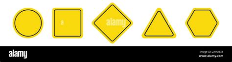 Set Of Round Square Rhombic Triangular And Hexagonal Yellow Road
