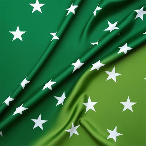 A Green And White Flag With Stars And A Green Background Premium Ai