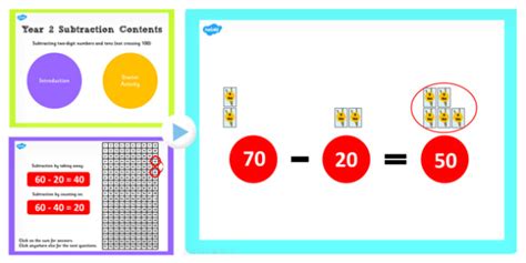 Y2 Subtract 2 Digit Number Tens Not Cross 100 Subtract Same Tens