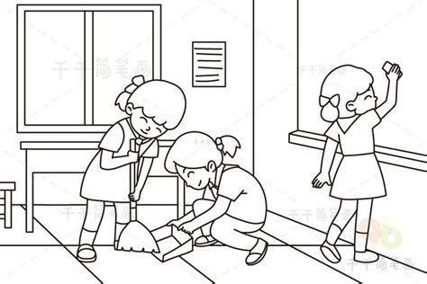 教室大扫除简笔画简单模板打印版（最新14张）简笔画图片大全