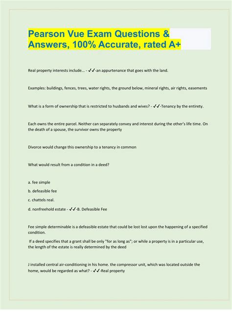 Pearson Vue Exam Questions Answers Accurate Rated A Pearson Vue Stuvia US