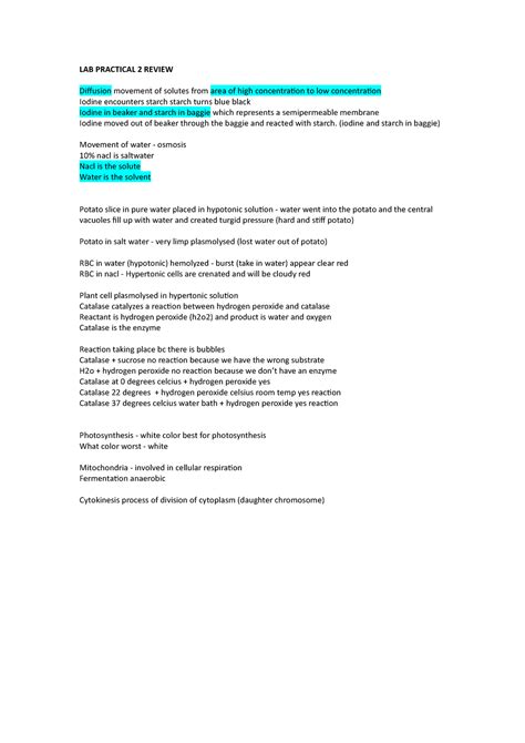 lab practical 2 review lab practical 2 review diffusion movement of