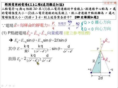 物理教學影片 範例 多質點電荷的電場 三 二維空間與近似值 YouTube