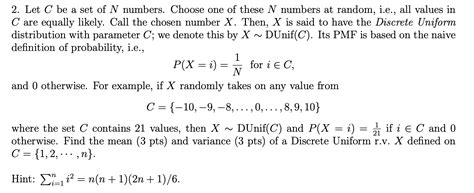 Solved Let C Be A Set Of N Numbers Choose One Of These Chegg