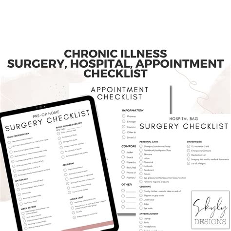Surgery Checklist Pre Op Checklist Doctors Appointment Checklist Aesthetic For Spoonies