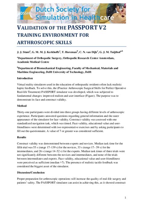 Pdf Validation Of The Passport V2 Training Environment For