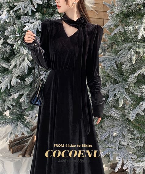 코코앤유 3사이즈 벨벳타이원피스 빅사이즈 셀프웨딩드레스 블랙 크리스마스 겨울 연말 파티 모임 생일 상견례 하객룩 롱 긴팔 머플러