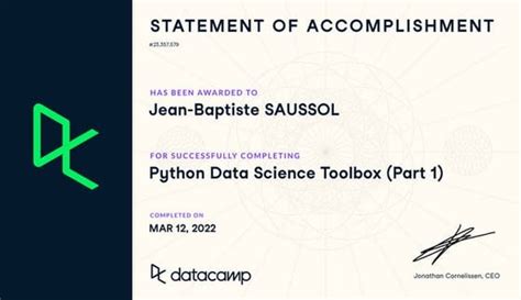 Certificate Of Accomplishment Financial Concepts In Pythonpdf