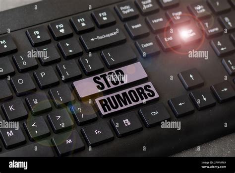 Hand Writing Sign Stop Rumors Business Overview Put An End Circulating