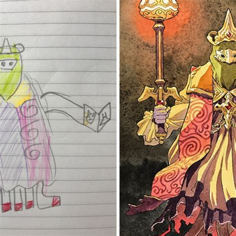 მამა რომელიც შვილების ნახატებს ანიმე პერსონაჟებად გარდაქმნის