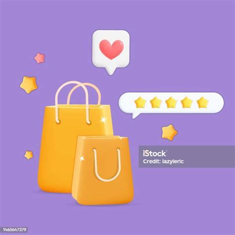 3d 벡터는 온라인 쇼핑 배너 디자인을 위한 별 5개가 있는 등급 음성 채팅 배지가 있는 두 개의 노란색 갭을 현실적으로 렌더링