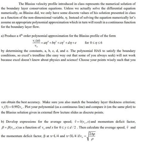 The Blasius Velocity Profile Introduced In Class