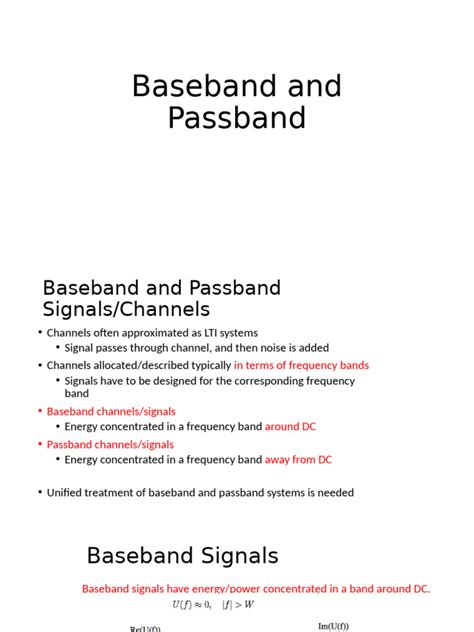 Lecture 5 Baseband And Passband Pptx Annotated Day1 Pdf Modulation Bandwidth Signal