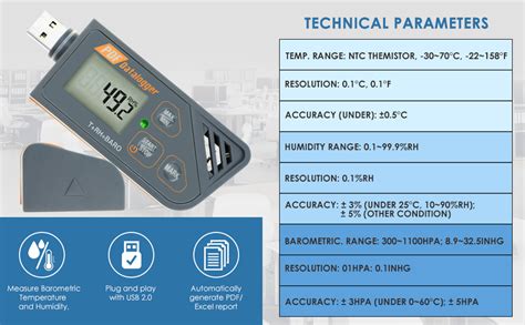 Digital Usb Datalogger Humidity Temperature Pressure Barometric Data