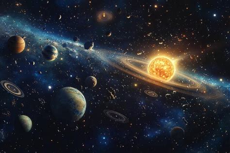 Solar System Exploration Outer Space Planets Orbiting Premium Ai Generated Image