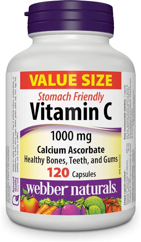 Webber Naturals Vitamin C Stomach Friendly 1000 Mg 120 Capsules For