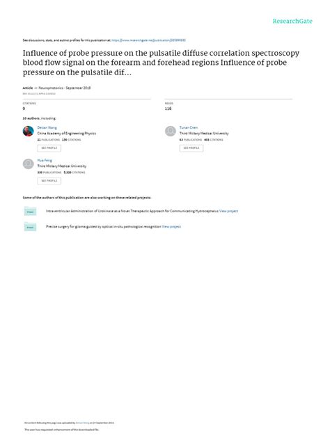 2019 Influence Of Probe Pressure On The Pulsatile Diffuse Correlation