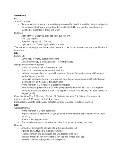 Astronomy Notes Astronomy 8 Scientific Method “is An Organized Approach To Explaining