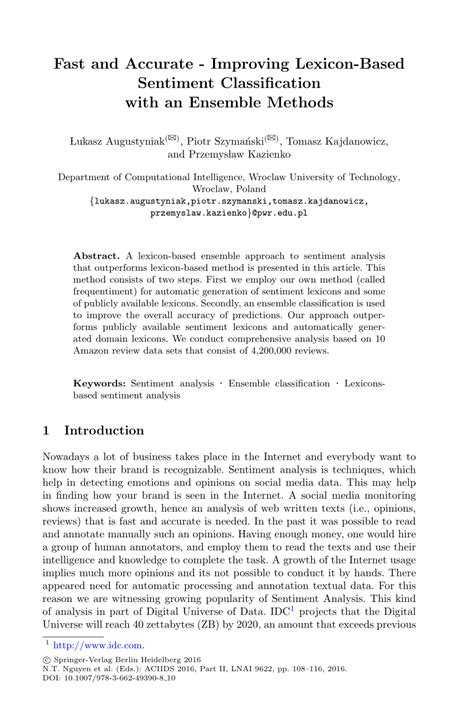 Pdf Fast And Accurate Improving Lexicon Based Sentiment