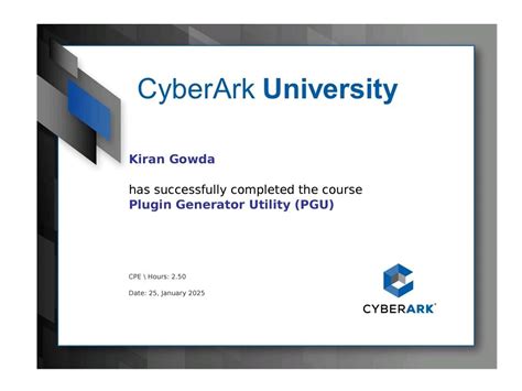 kiran gowda on linkedin i have successfully completed the course on cyberark custom plugin and…