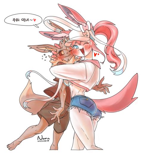 Eevee And Sylveon Pokemon Drawn By Norunoruru3737 Danbooru