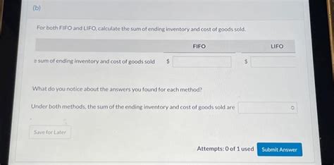 For Both FIFO And LIFO Calculate The Sum Of Ending Chegg Com