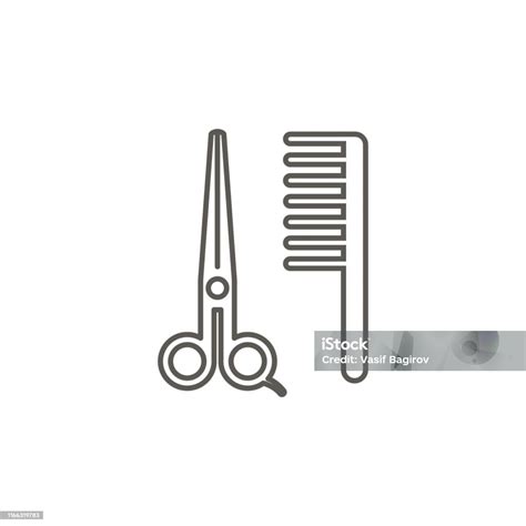 Ilustración De Tijeras Peine Icono Vectorial De Barbero Ilustración De