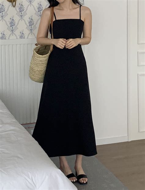 델라 블랙 롱원피스 민소매 끈나시 바캉스 휴양지 원피스
